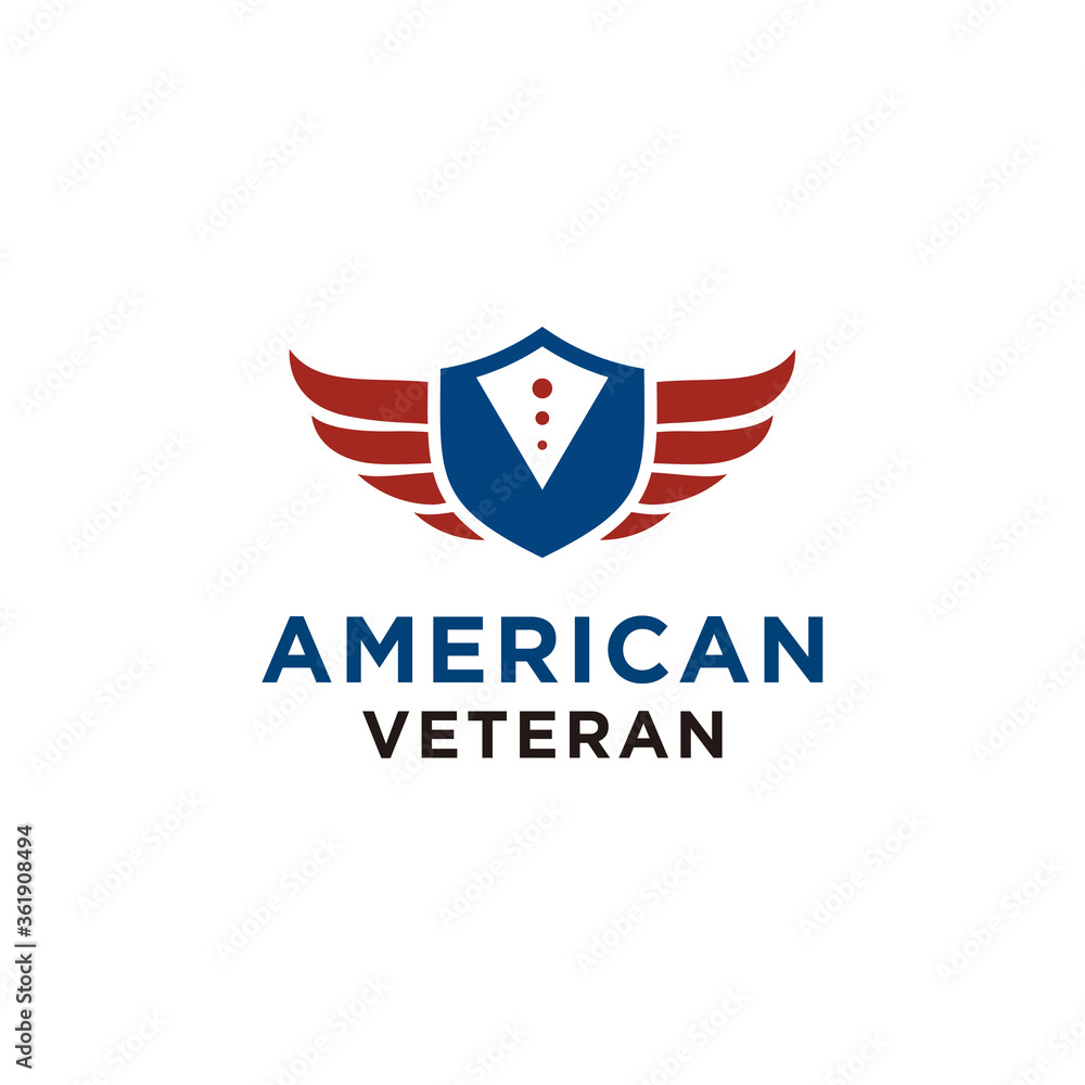 simple emblem american veteran shield patriotic national logo design ...