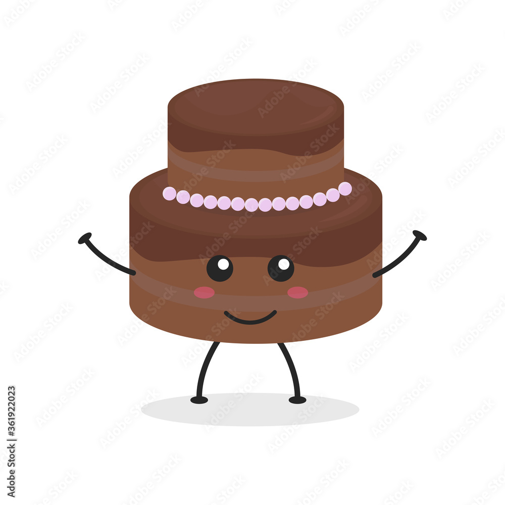 Vetor de Cute flat cartoon birthday cake illustration. Vector ...