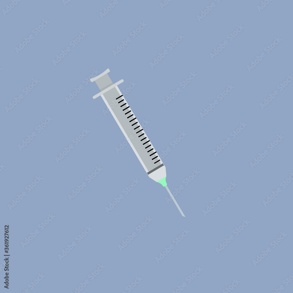 Transparent syringe with a dispenser and a sharp needle for injection ...