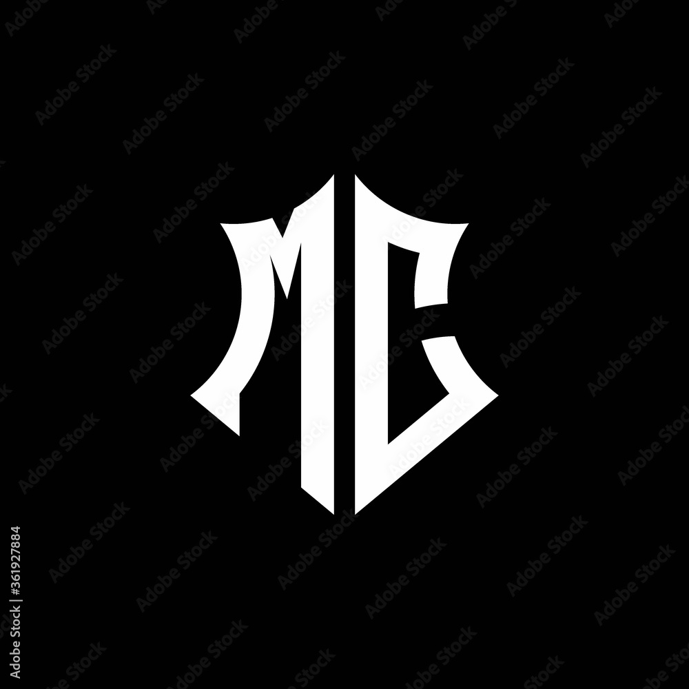 MC monogram logo with a sharp shield style Stock Vector | Adobe Stock