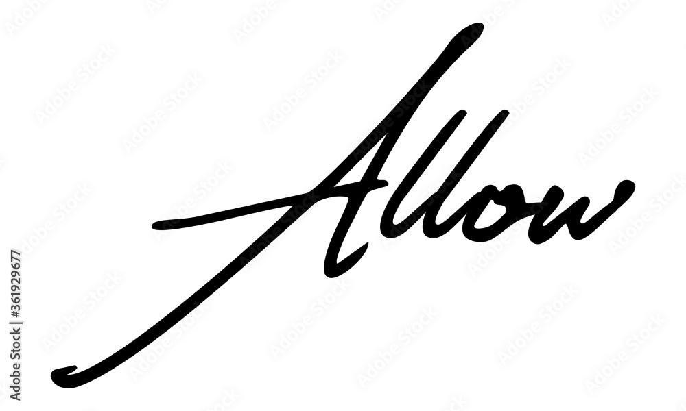 Allow Handwritten Font Calligraphy Black Color Text on White Background ...