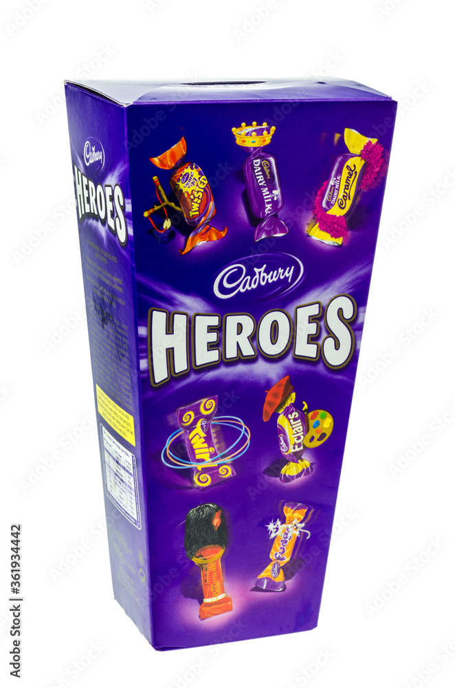 London, England - November 17, 2013: Box of Cadbury Heroes Chocolates ...