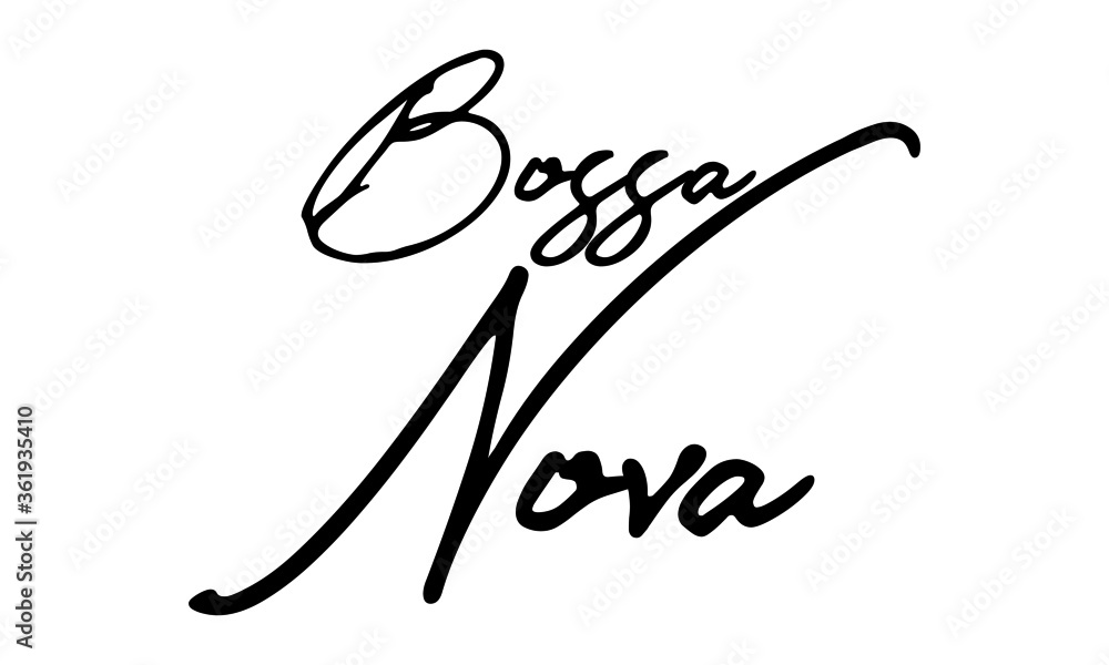 Bossa Nova Handwritten Font Calligraphy Black Color Text on White Background Stock Vector ...