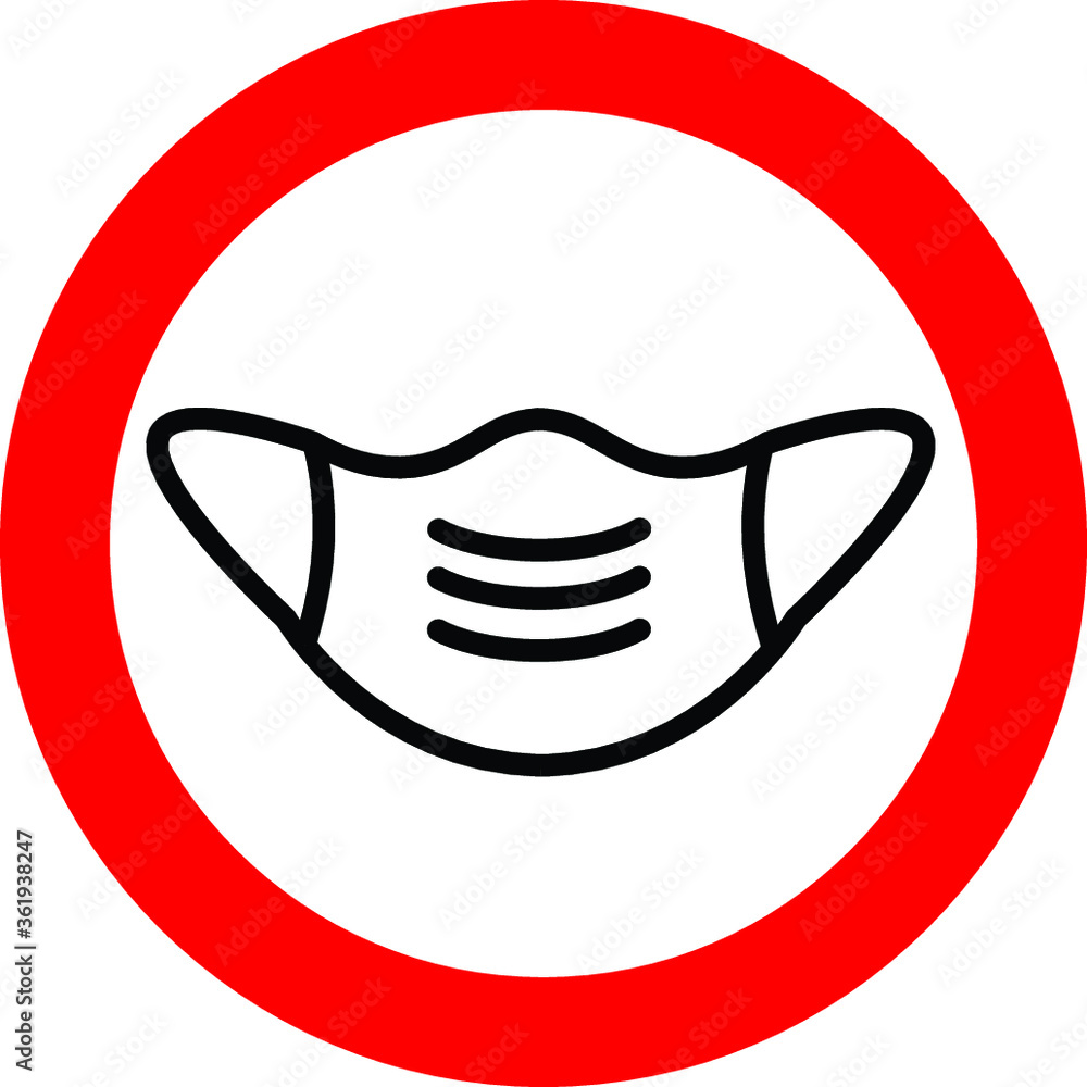 Vektorová grafika „No entry without / please wear face mouth mask ...