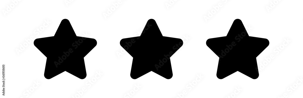 3 stars icon cute isolated on white background, cartoon star shape ...