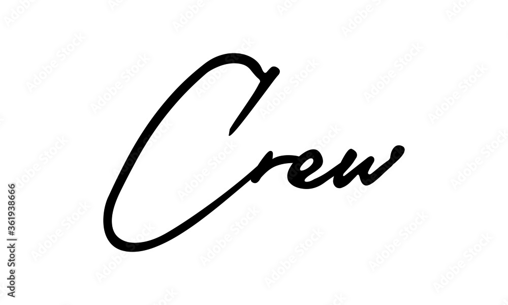 Crew Handwritten Font Calligraphy Black Color Text on White Background ...