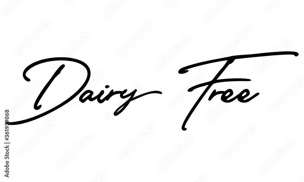 Dairy free Handwritten Font Calligraphy Black Color Text on White ...