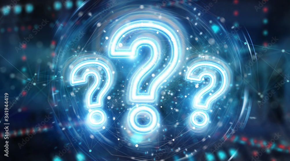 Digital question marks holographic interface 3D rendering Stock Illustration | Adobe Stock
