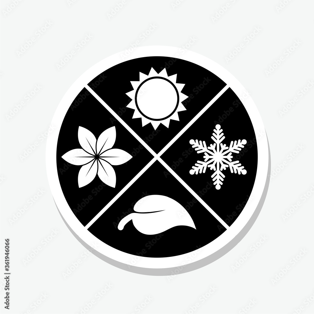 Four seasons of the year logo sticker icon concept isolated on gray ...
