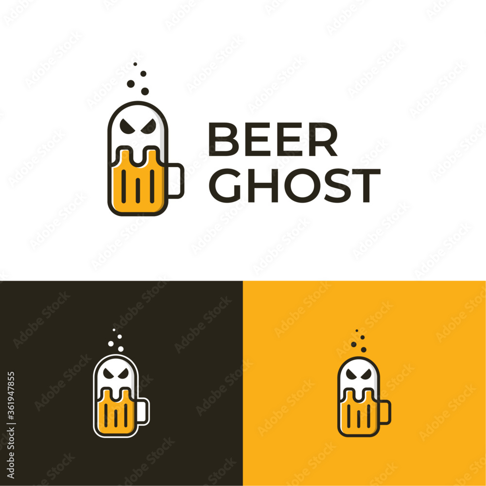 mascot beer ghost logo vector simple character drinks party playful ...