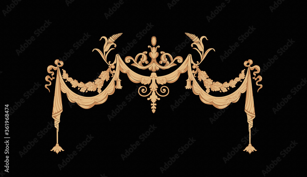 Baroque Rococo style wallpaper design, European background pattern ...