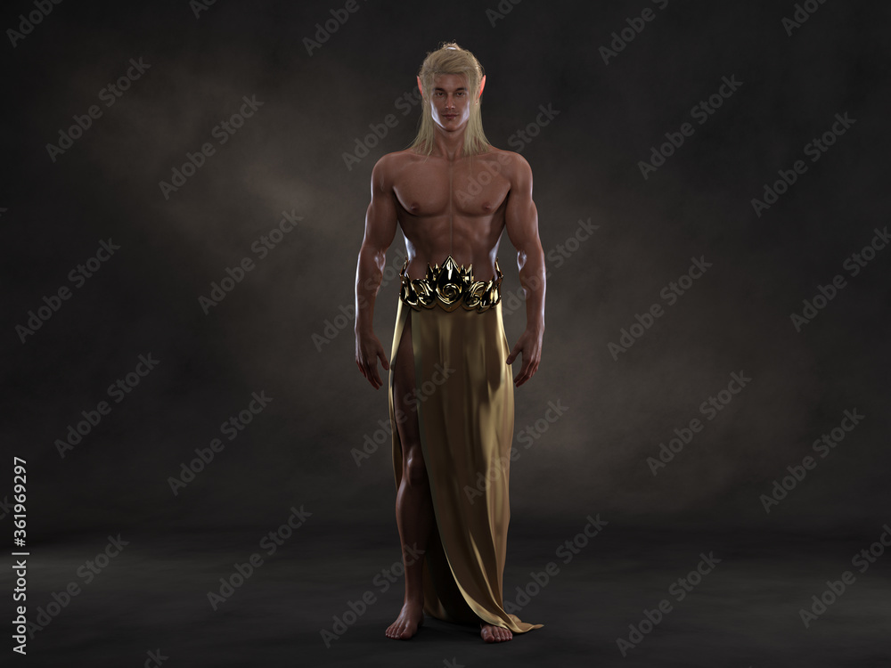 3D Rendering : A portrait of the elf male character is standing in a ...