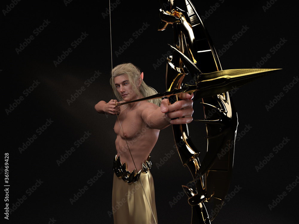 3D Rendering : A portrait of the elf male character standing and ...