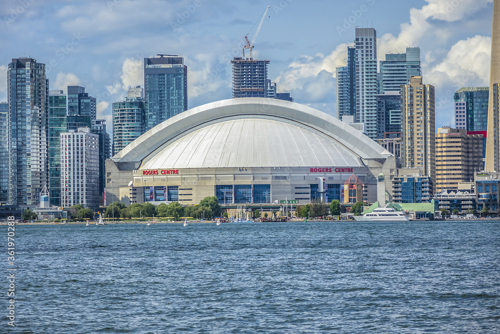 Toronto skyline with the Rogers Centre. Rogers Centre (or SkyDome ...