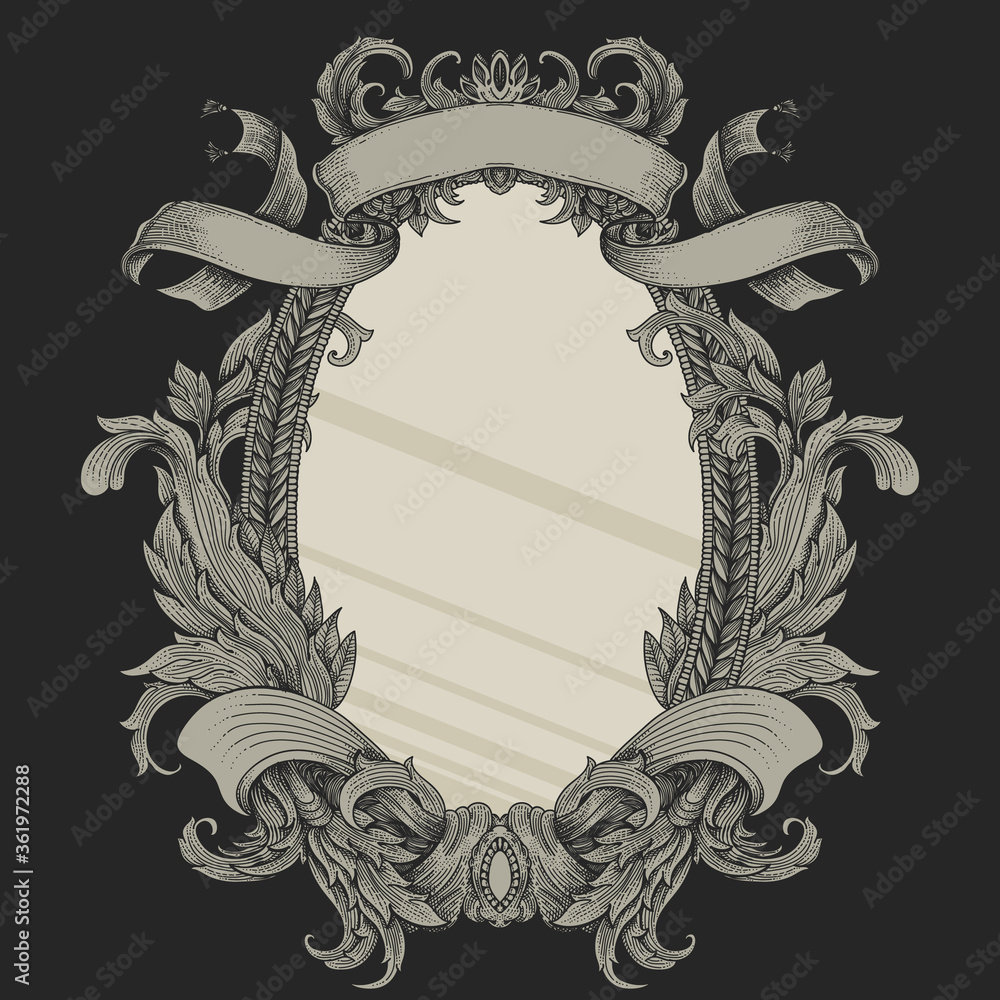 vintage Victorian heraldry with flora ornament Stock Vector | Adobe Stock