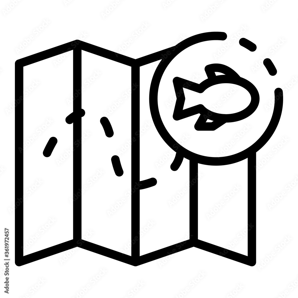 Ichthyology fish map icon. Outline ichthyology fish map vector icon for ...