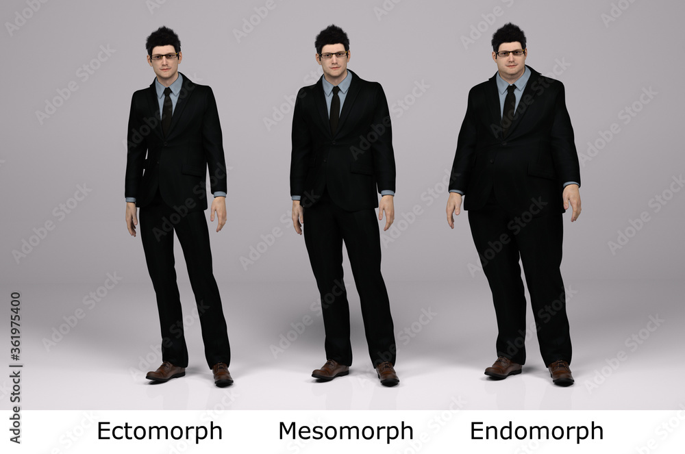 3D Rendering : standing male body type illustration : ectomorph (skinny ...