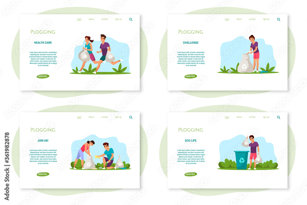 Vector character illustration of plogging set Stock Vector | Adobe Stock