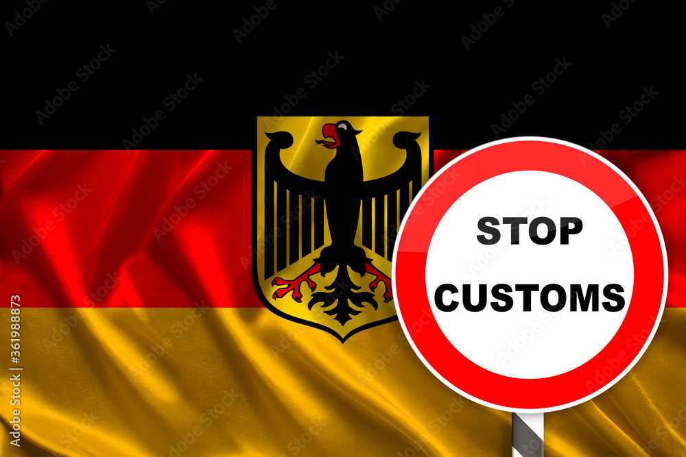 customs sign, stop, attention against the background of the silk ...