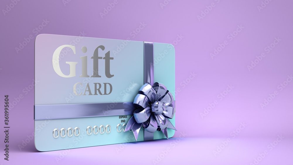 VIP gift card with bow 3d render on a color gradient background Stock ...