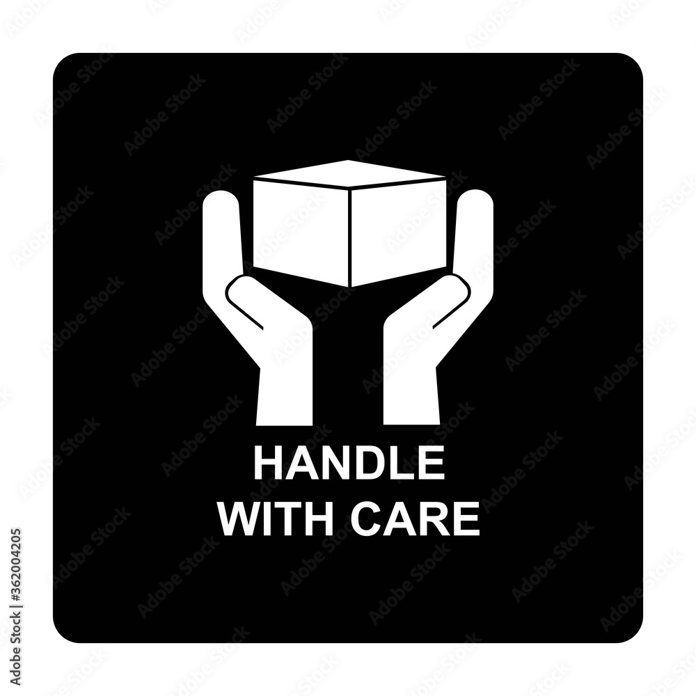 handle with care delivery label sign vector Stock Vector | Adobe Stock