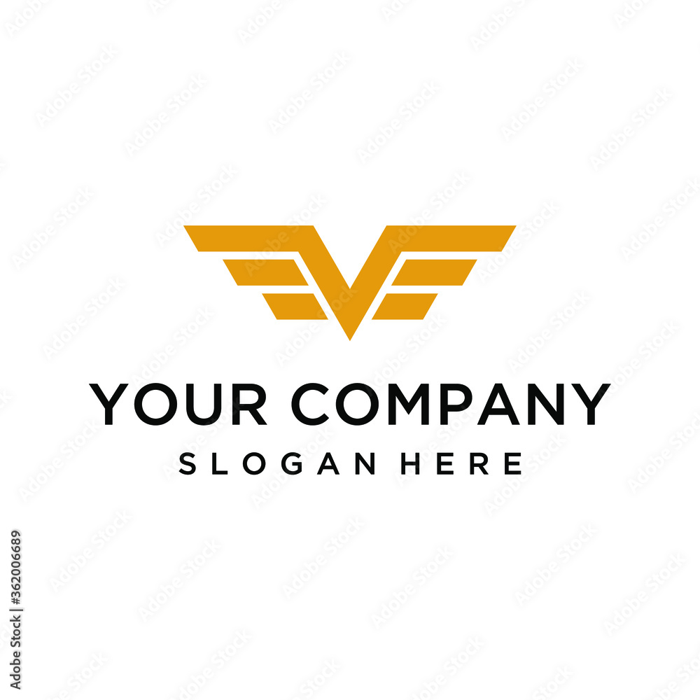 Modern letter V with wings logo design Stock Vector | Adobe Stock