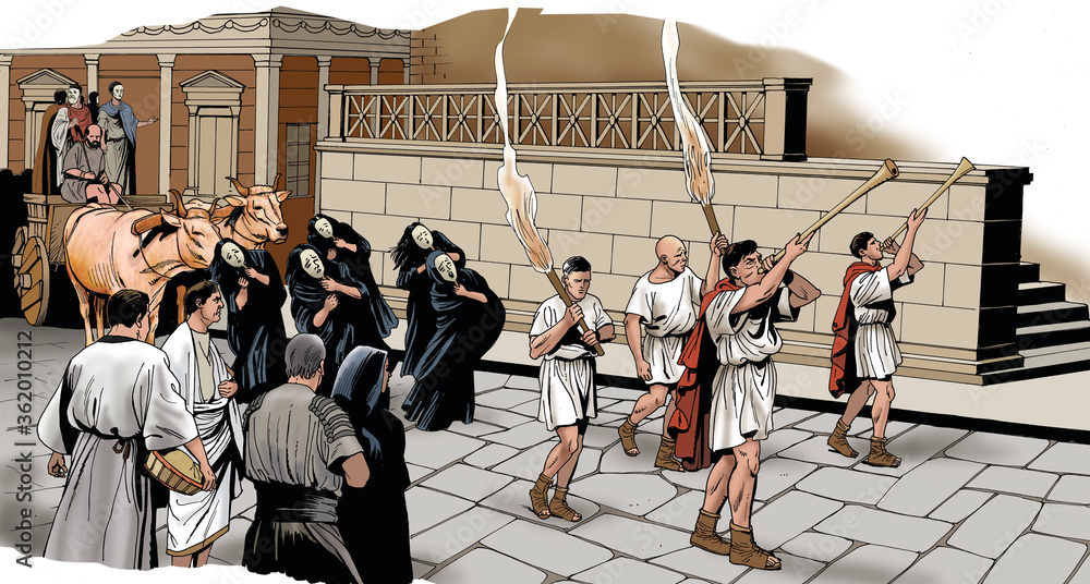 Ancient Rome - Procession of a funeral of a Roman patrician Stock ...