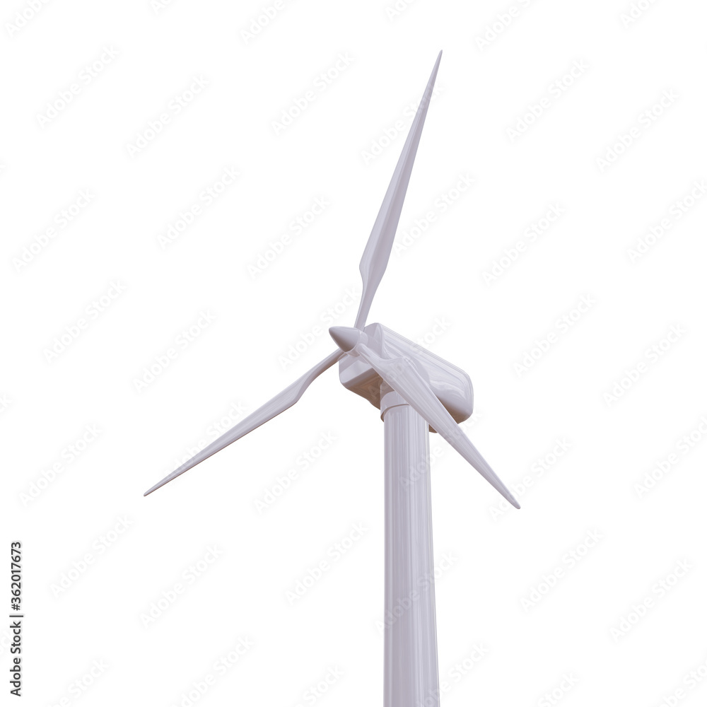 Wind turbine isolated on white background. 3d render. Stock ...