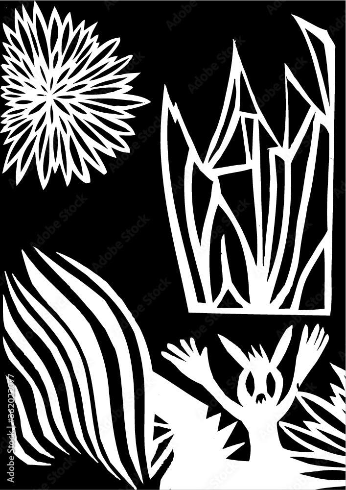 Vector illustration of abstract cut out image made by hand and then ...