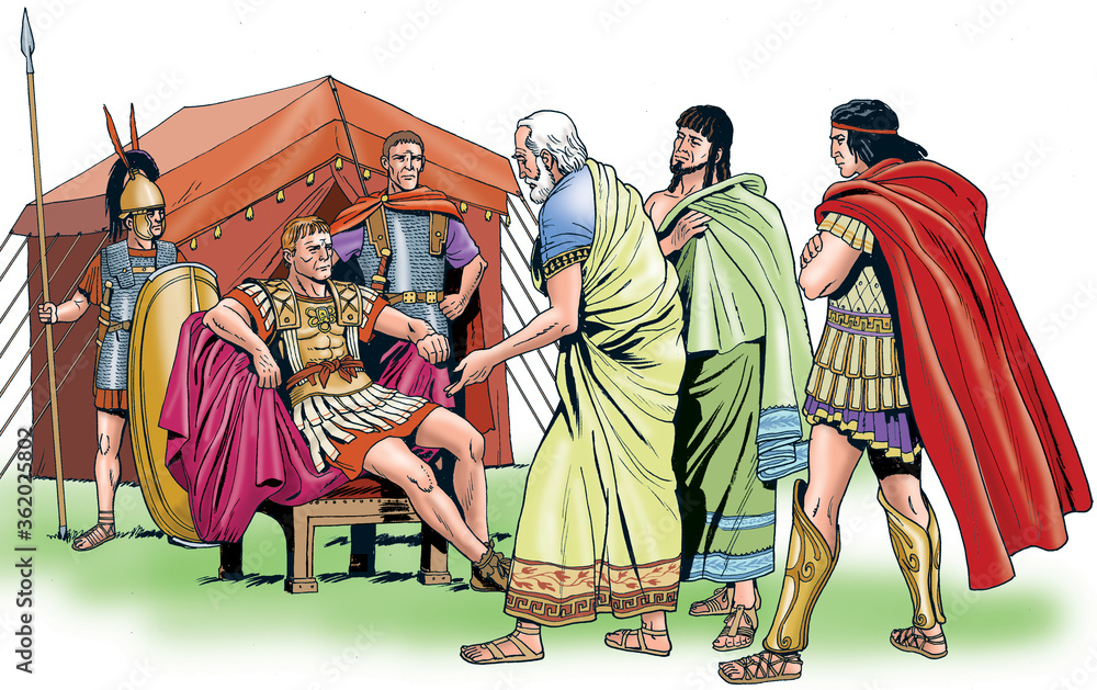 Ancient Rome - Greek ambassadors speak to the Romans Stock Illustration ...