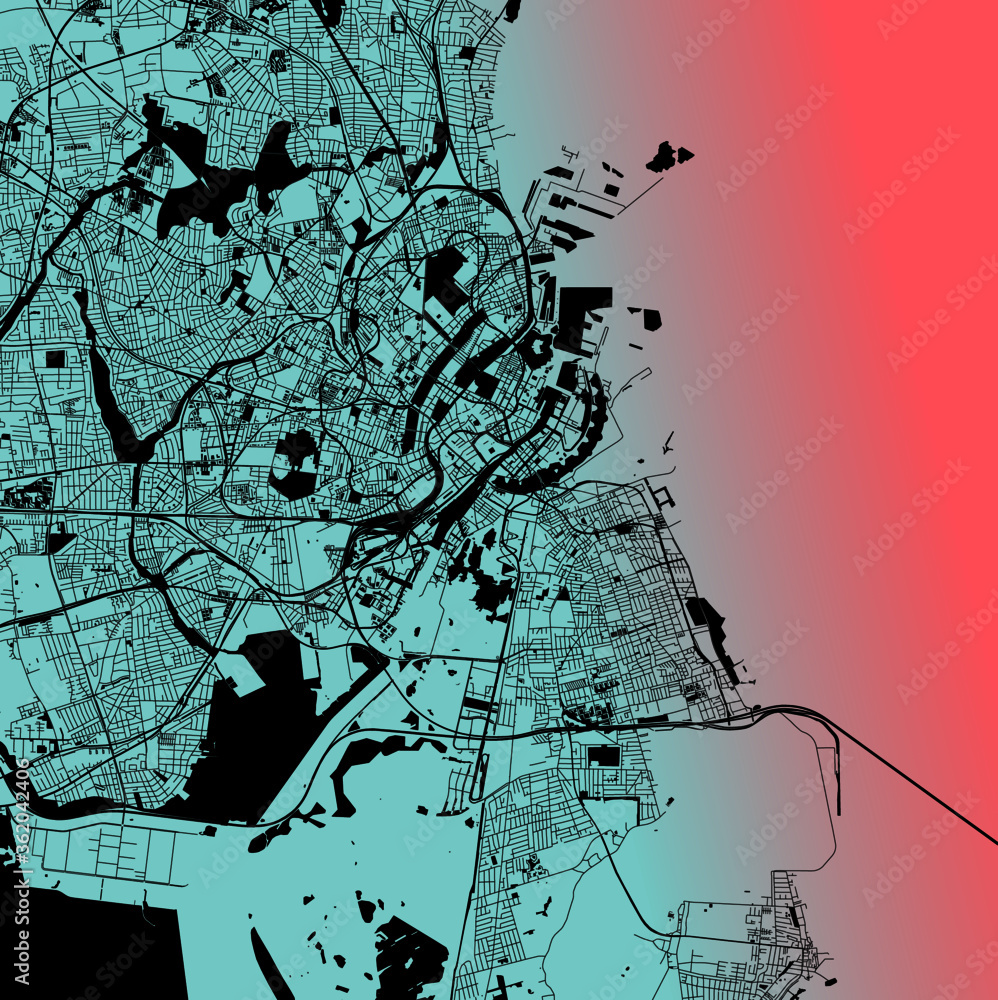 Copenhagen, Denmark — urban vector city map of capital city with parks ...