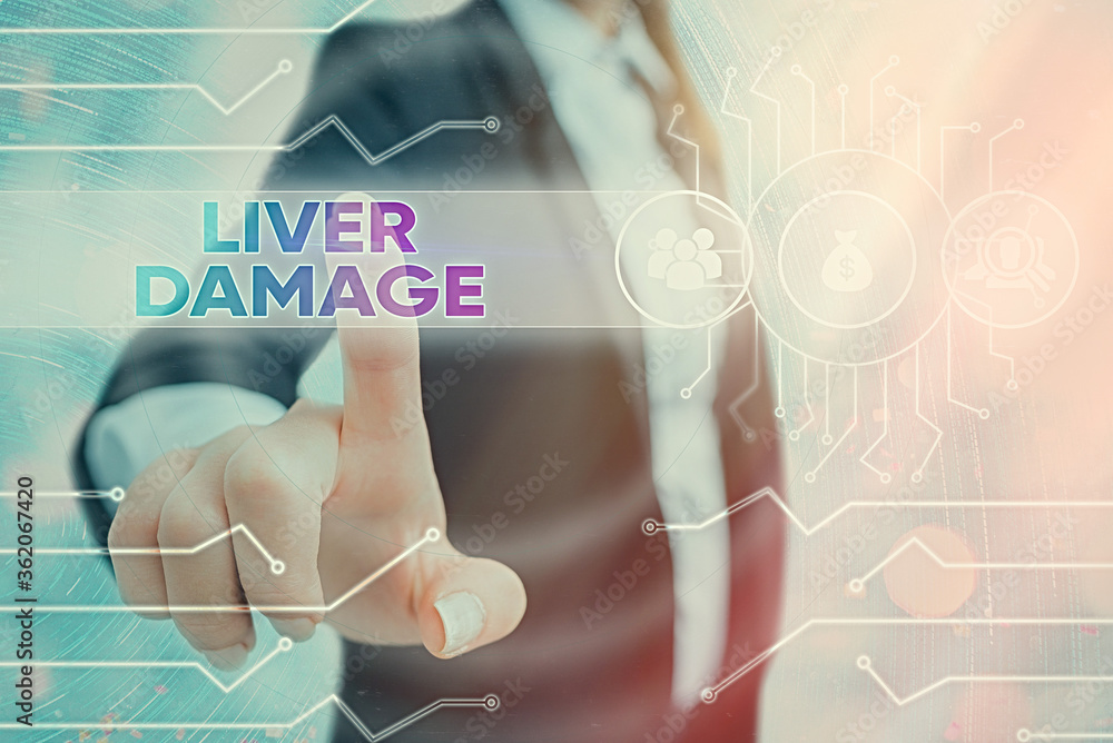 Writing note showing Liver Damage. Business concept for any disorder of ...