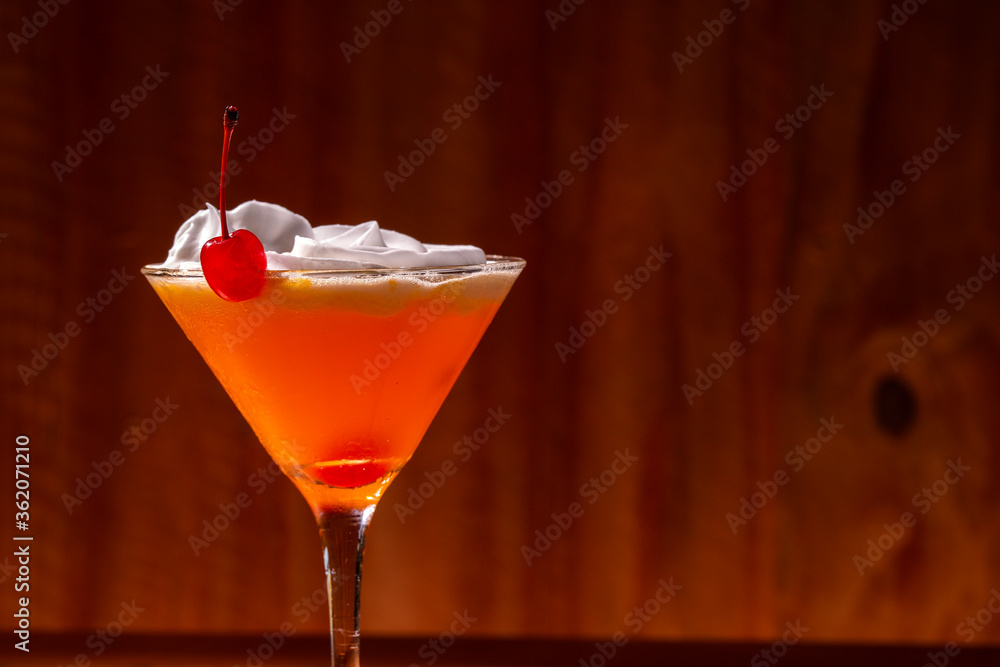 Classic cocktail Basque Martini. sloe-flavoured liqueur Patxaran, creme ...