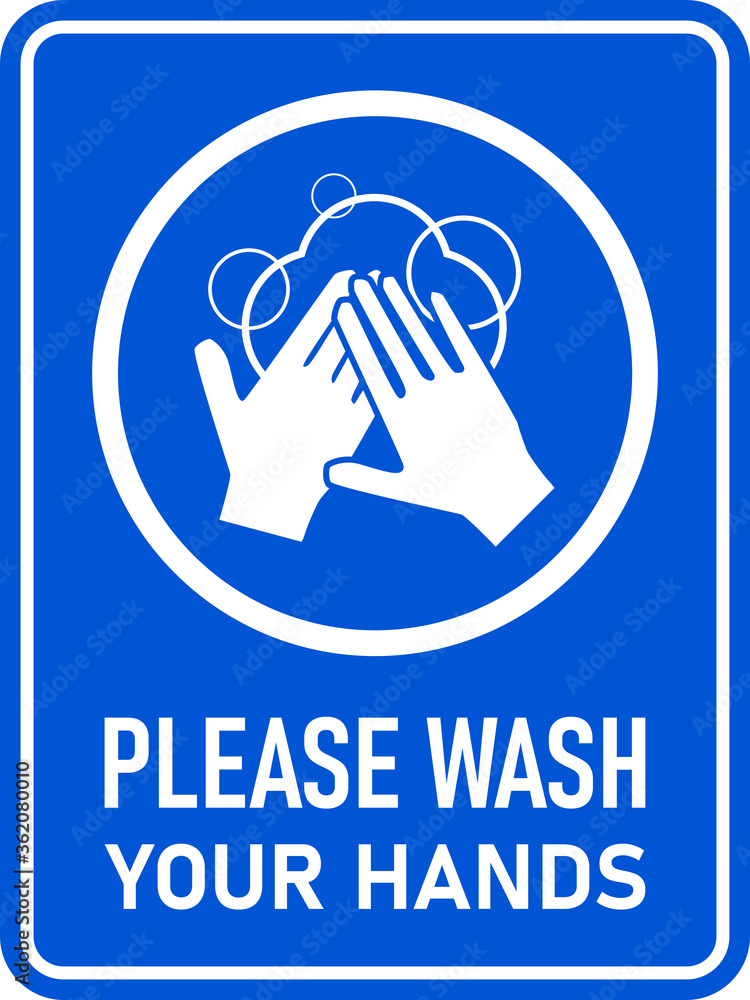 Please Wash Your Hands Vertical Hygiene Warning Poster Icon with an ...