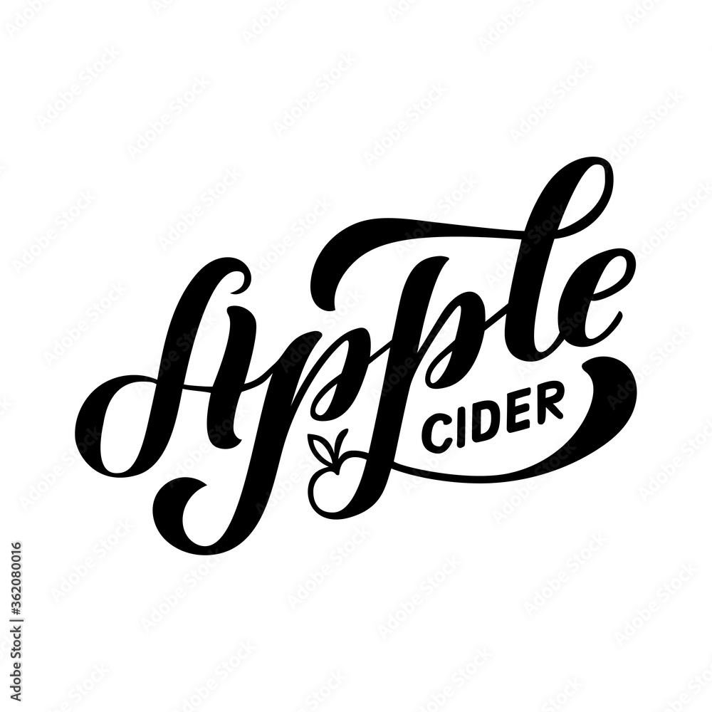 Vector illustration of apple cider brush lettering for banner, flyer ...