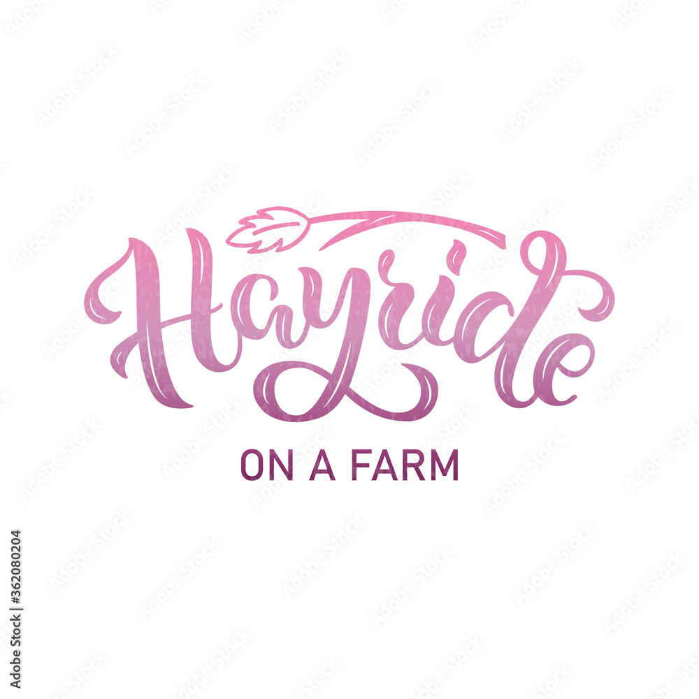 Vector illustration of hayride brush lettering for banner, leaflet ...