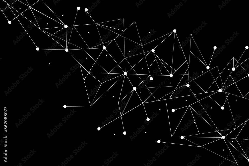 Network abstract connection isolated on black background.Network ...