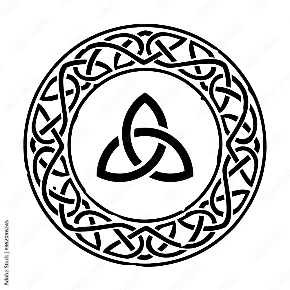 Black Celtic Ring With A Repeating Pattern And A Celtic Knot In The black-celtic-ring-with-a-repeating-pattern-and-a-celtic-knot-in-the