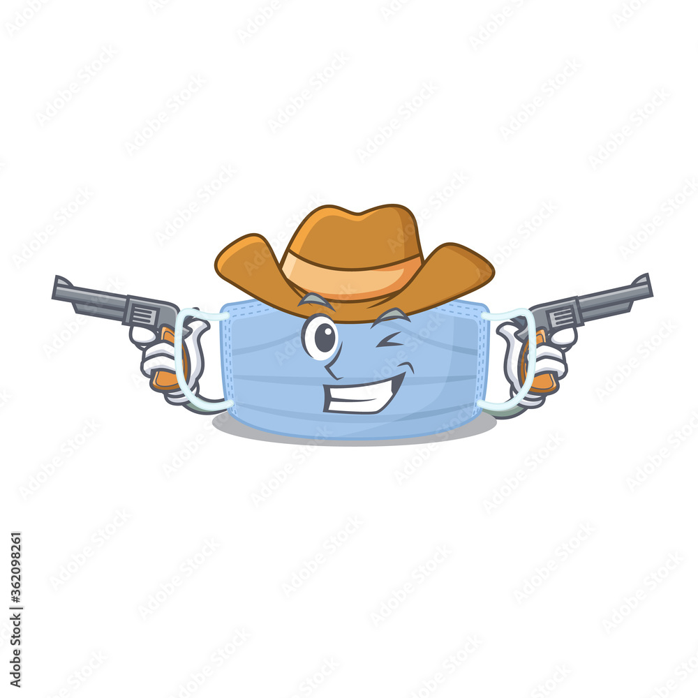 Cartoon character cowboy of surgical mask with guns Stock Vector ...