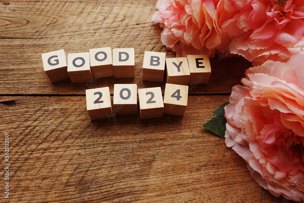 Good Bye 2024 word letter with space copy on wooden background Stock ...