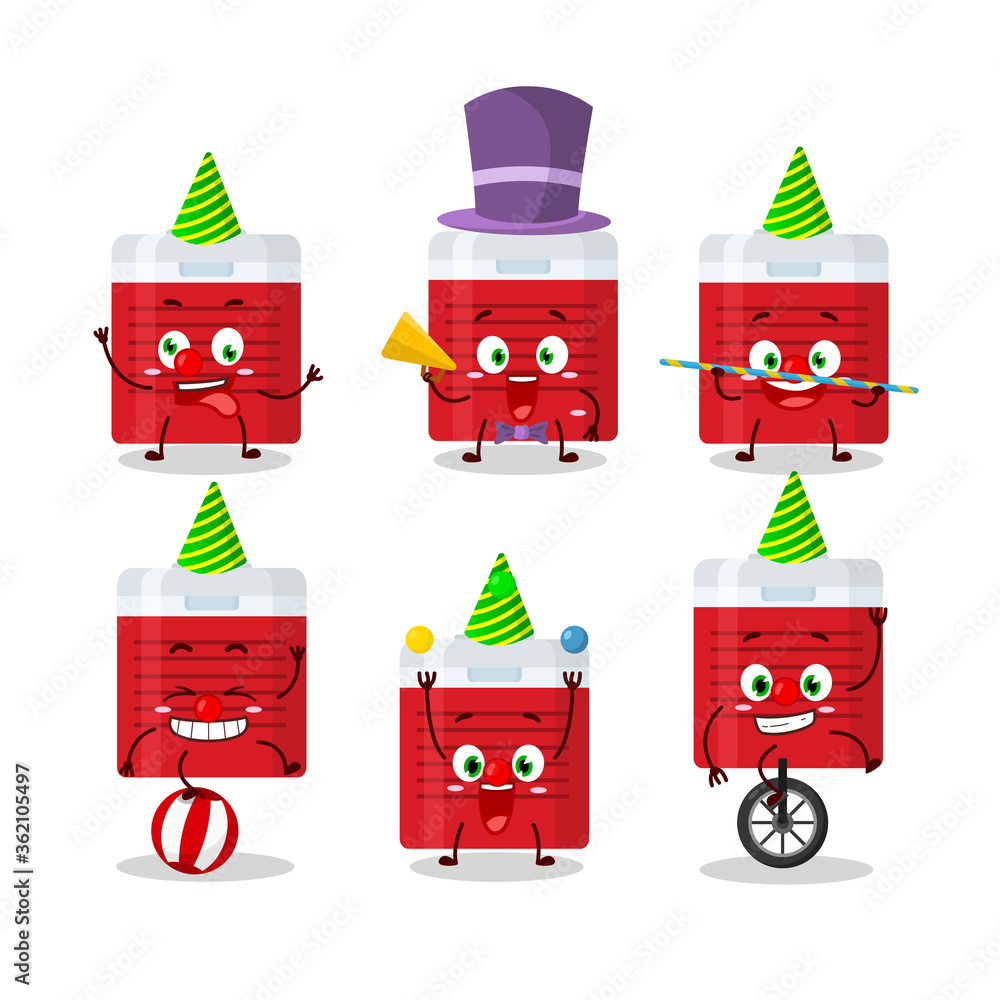 Cartoon character of ice cooler with various circus shows Stock Vector ...