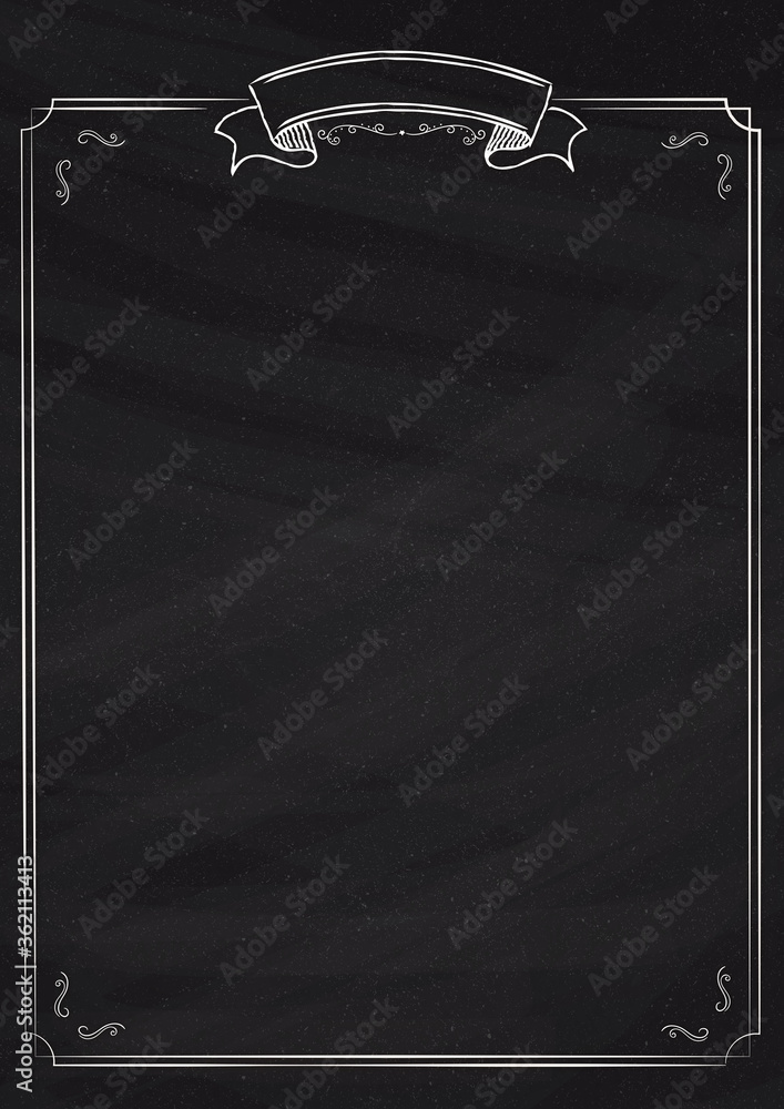 Retro menu blank black blackboard textured background with classic ...