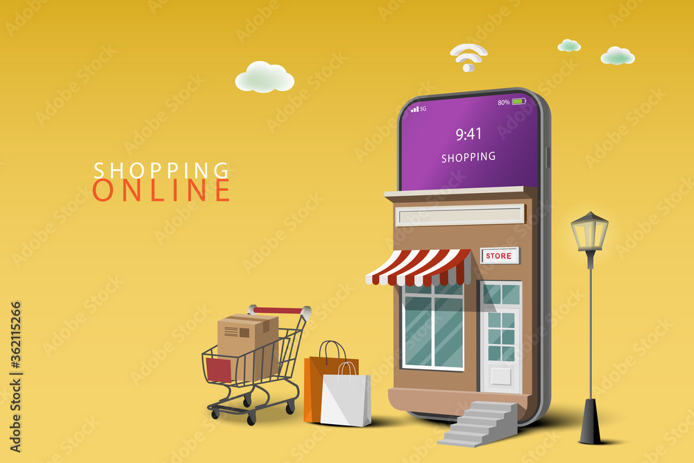 Shopping Online on Mobile Application Concept Marketing and Digital ...