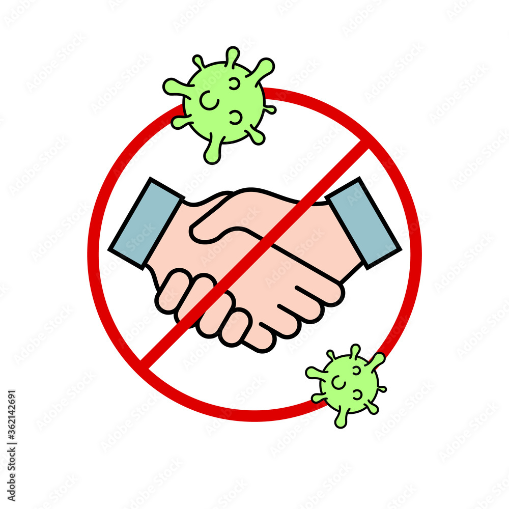 No handshake symbol in a red circle. Stop handshakes color sign with a ...