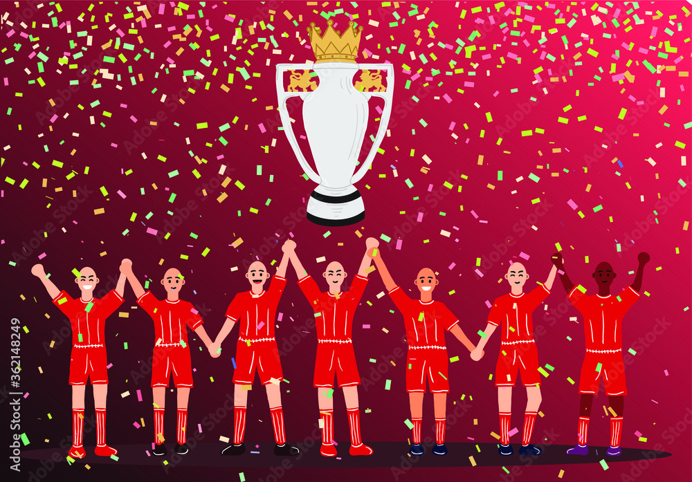 Football Team Success, Achievement Concept. Flat People Characters with ...