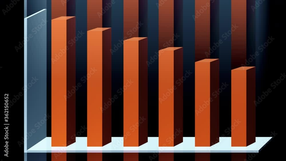 4k 3D animation of 2D vector bar graph chart showing data visualization ...