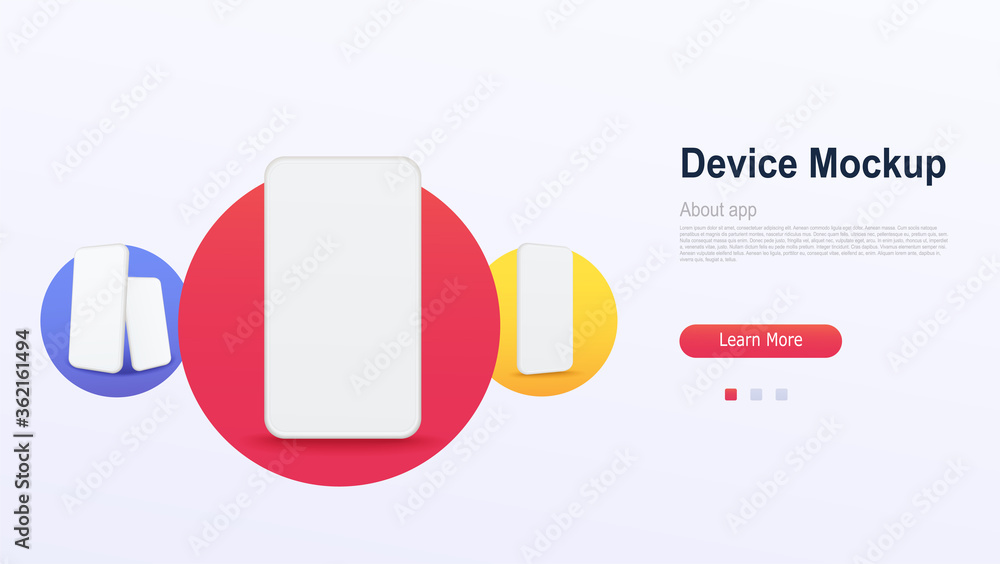Smartphone frame with blank display in rotated position in perspective ...