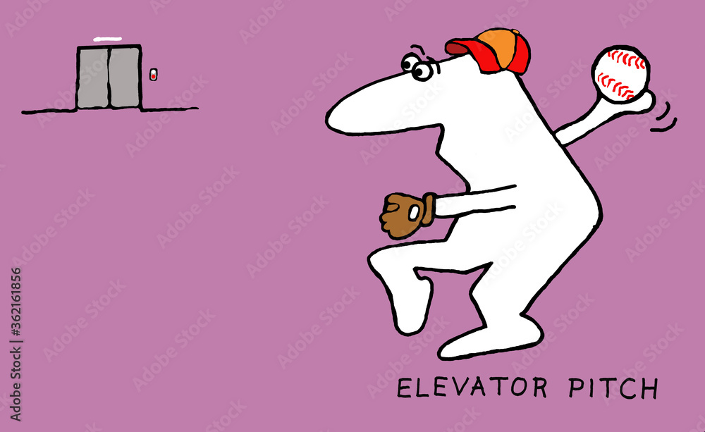 Elevator Pitch cartoon illustration Stock Illustration | Adobe Stock