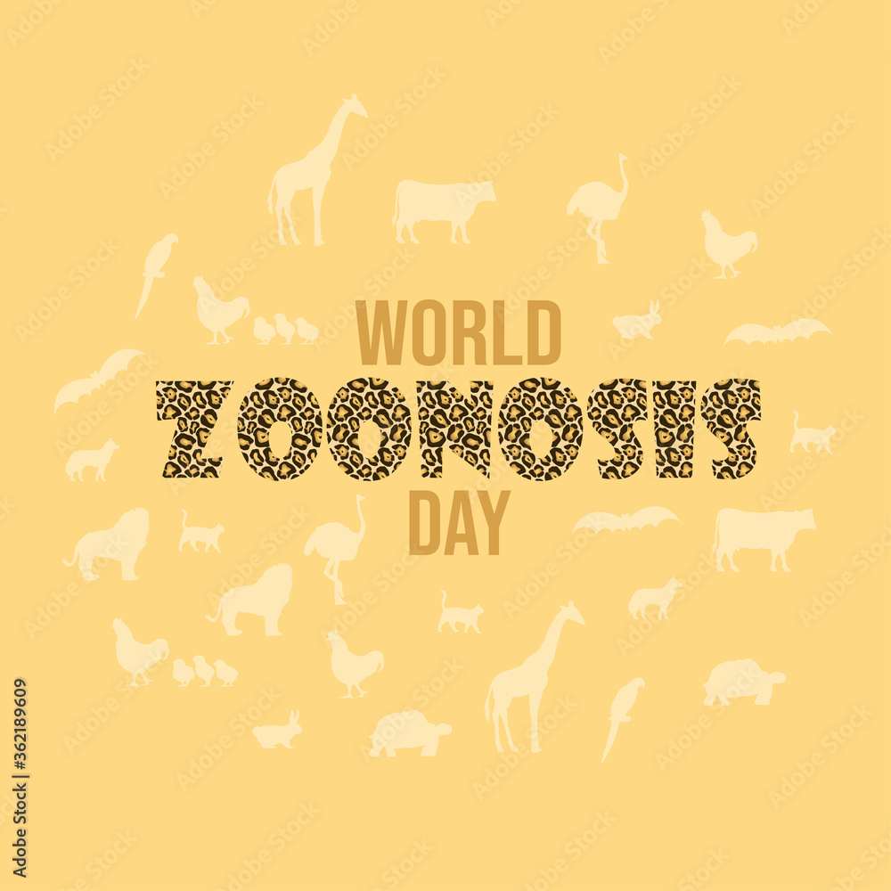 World Zoonoses Day, poster, greeting background, illustration vector ...