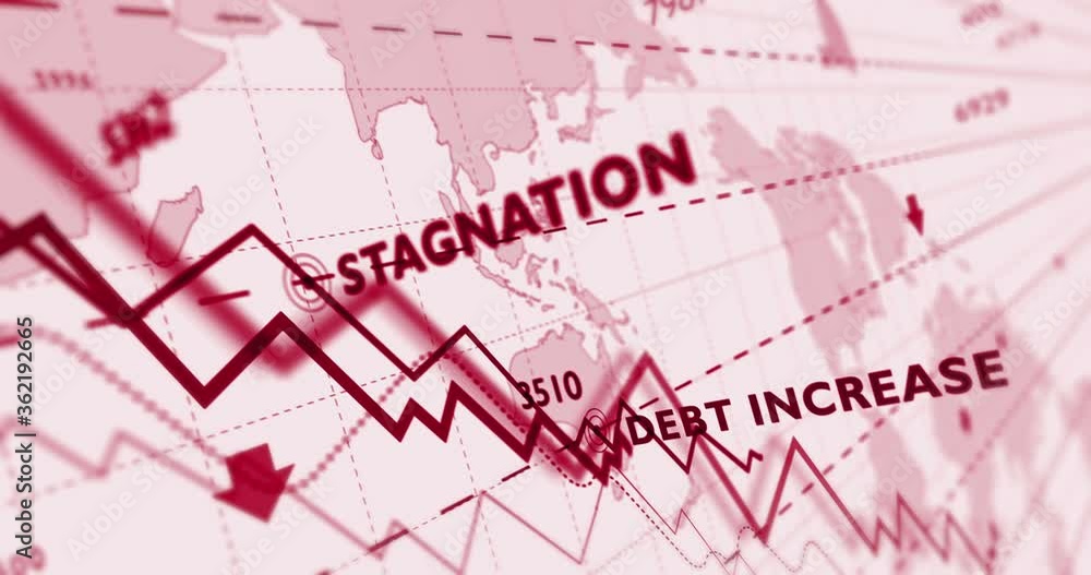 Global crisis and economy crash red chart. Graph down on world map ...